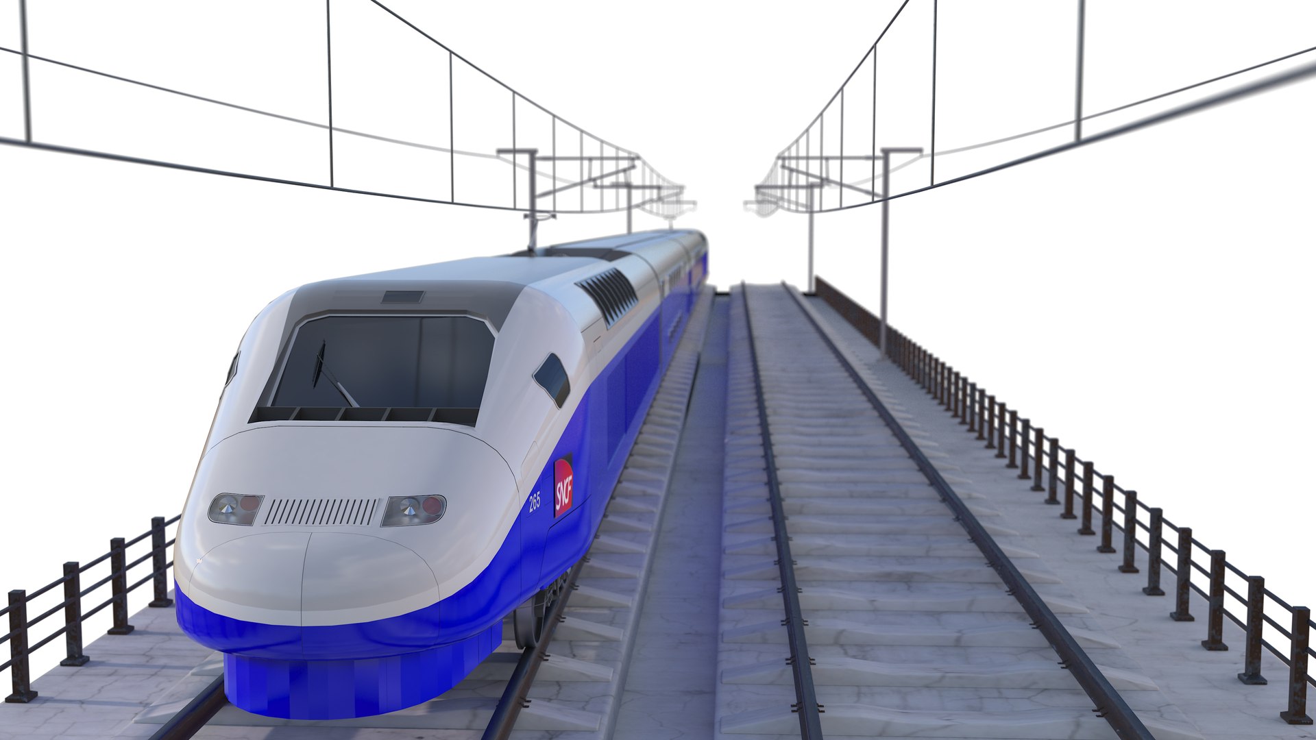 3D Model High Speed Rail Bridge Section And TGV Duplex - TurboSquid 1992450