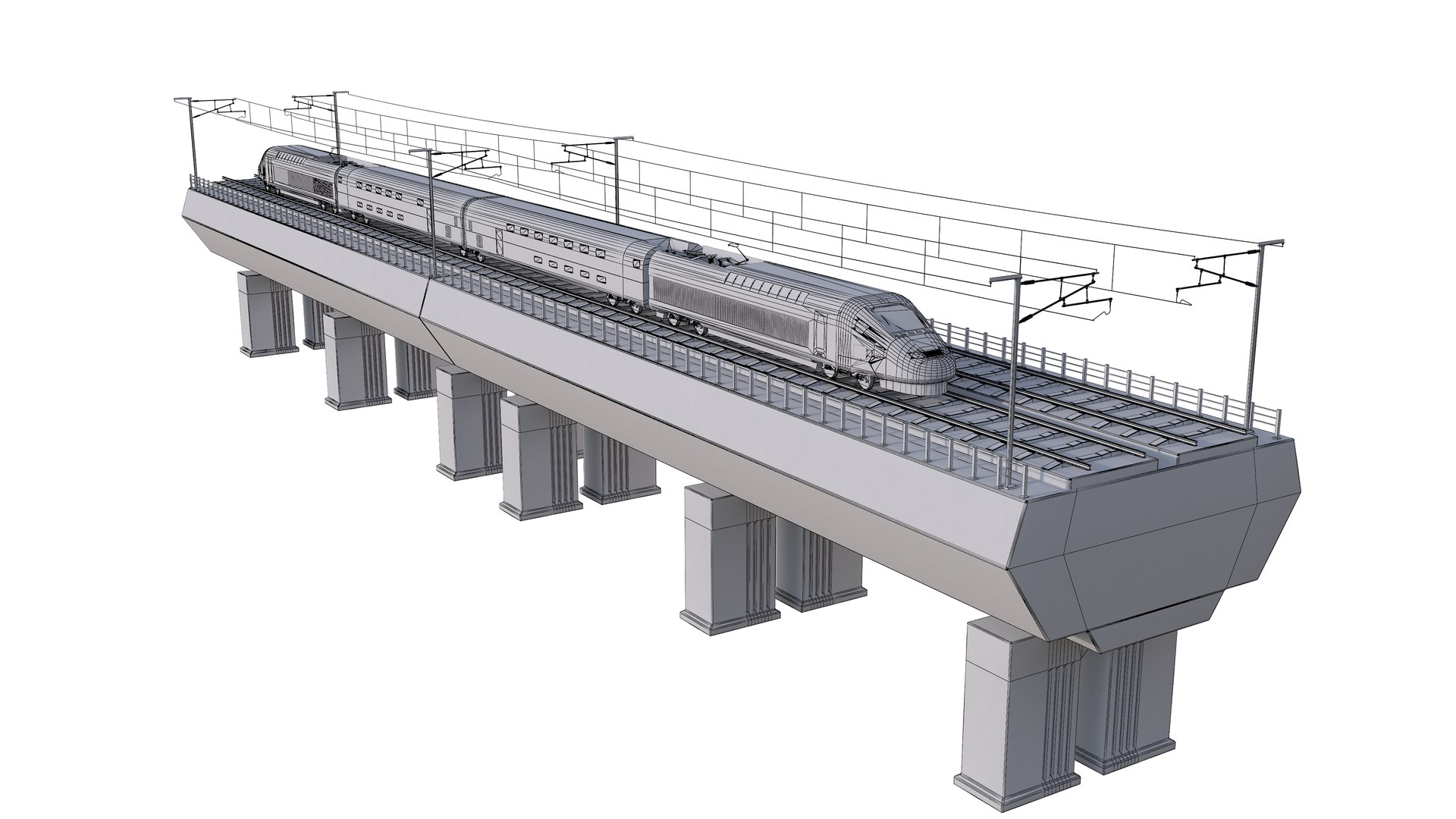 3D Model High Speed Rail Bridge Section And TGV Duplex - TurboSquid 1992450