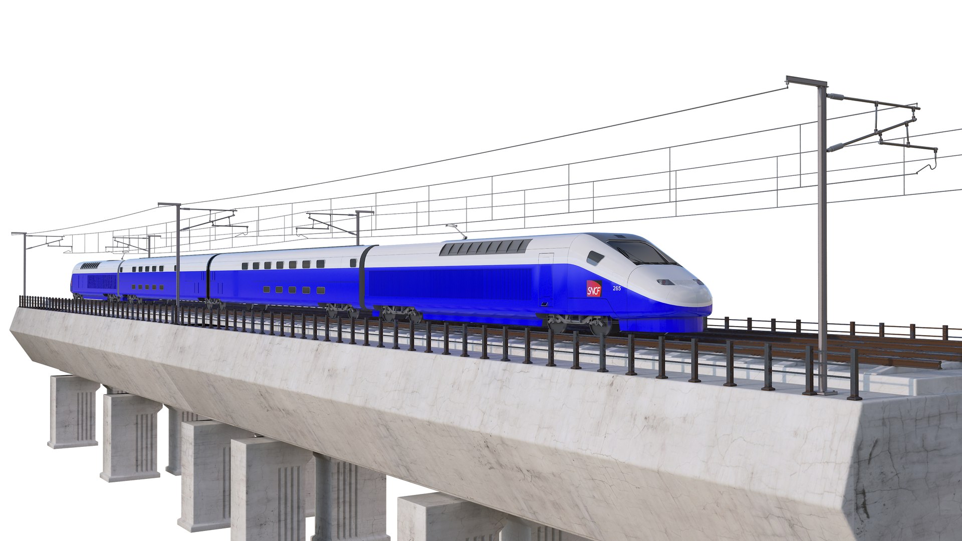 3D Model High Speed Rail Bridge Section And TGV Duplex - TurboSquid 1992450