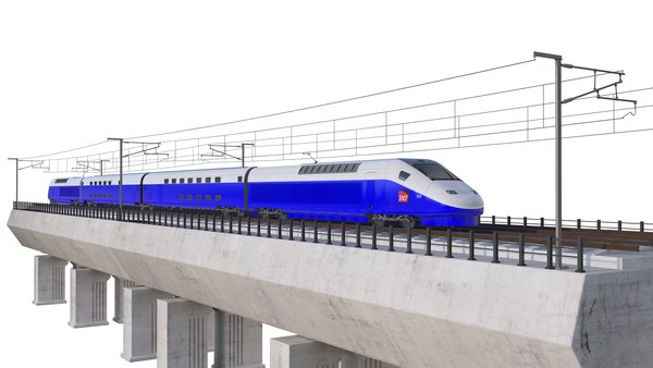 modelo 3d High Speed Rail Bridge Section and TGV Duplex - TurboSquid ...