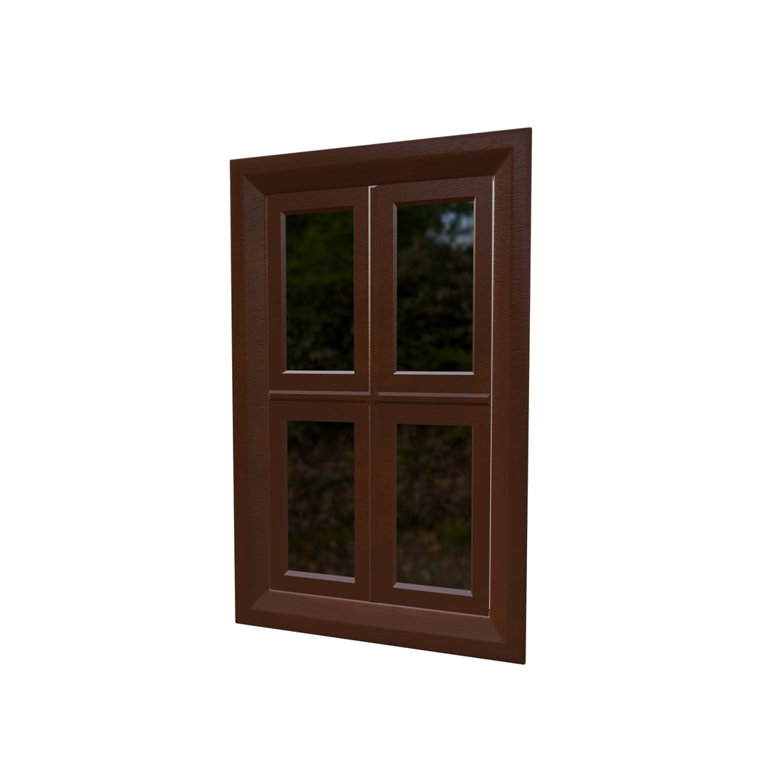 3D Brown Wooden Window With Four Glass Panes Model - TurboSquid 2402486