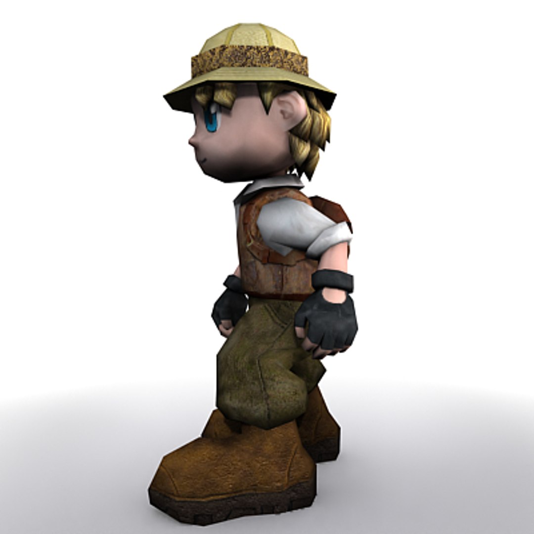 Cute Explorer Boy Character 3d Model