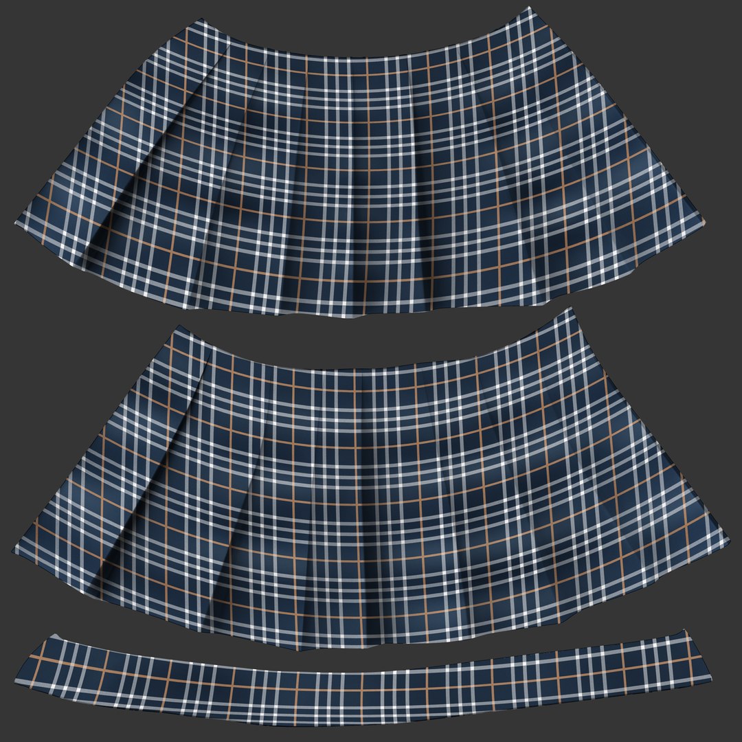 School Girl Plaid Pleated Skirt model - TurboSquid 2074055