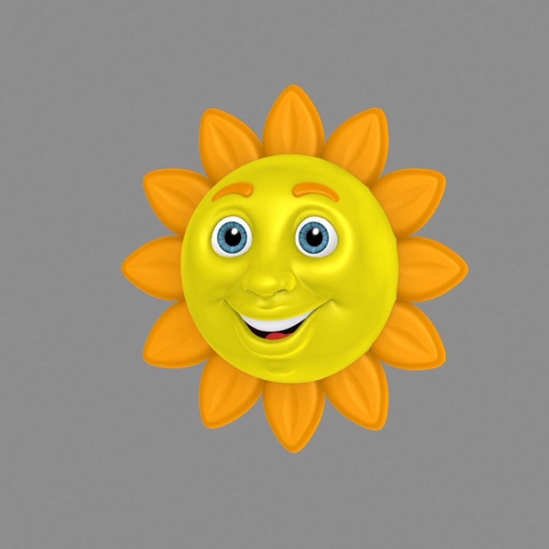 Cool Cartoon Sun 3d Model