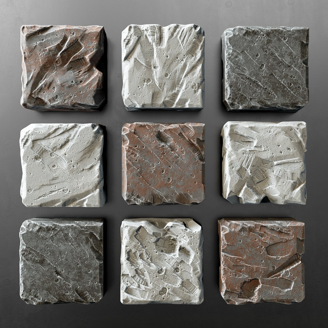 Stone Cube Panel Old N2 3D Model - TurboSquid 1833340