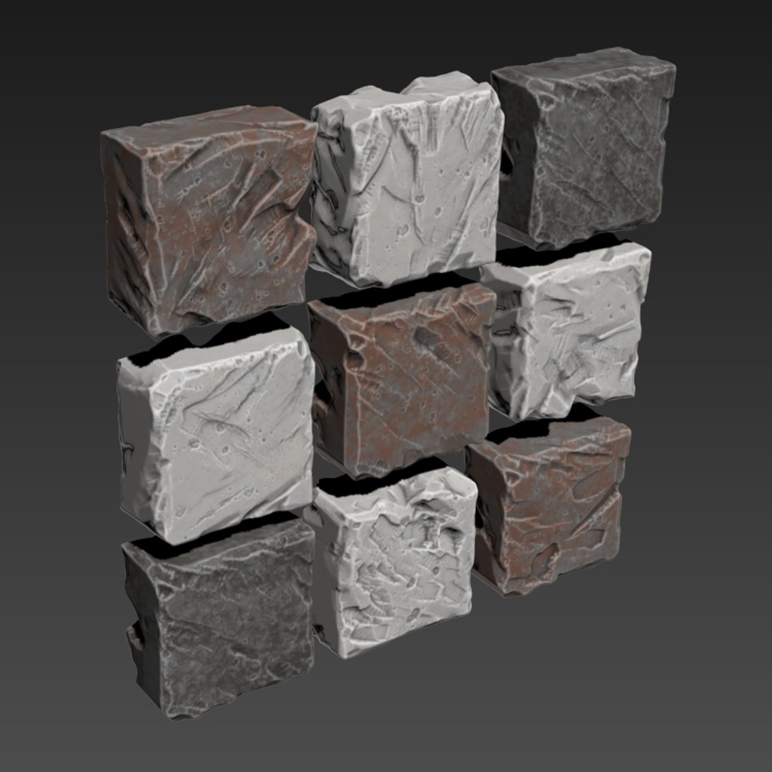Stone Cube Panel Old N2 3D Model - TurboSquid 1833340
