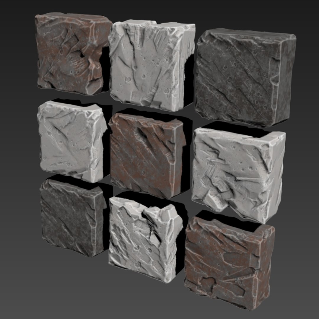 Stone Cube Panel Old N2 3D Model - TurboSquid 1833340