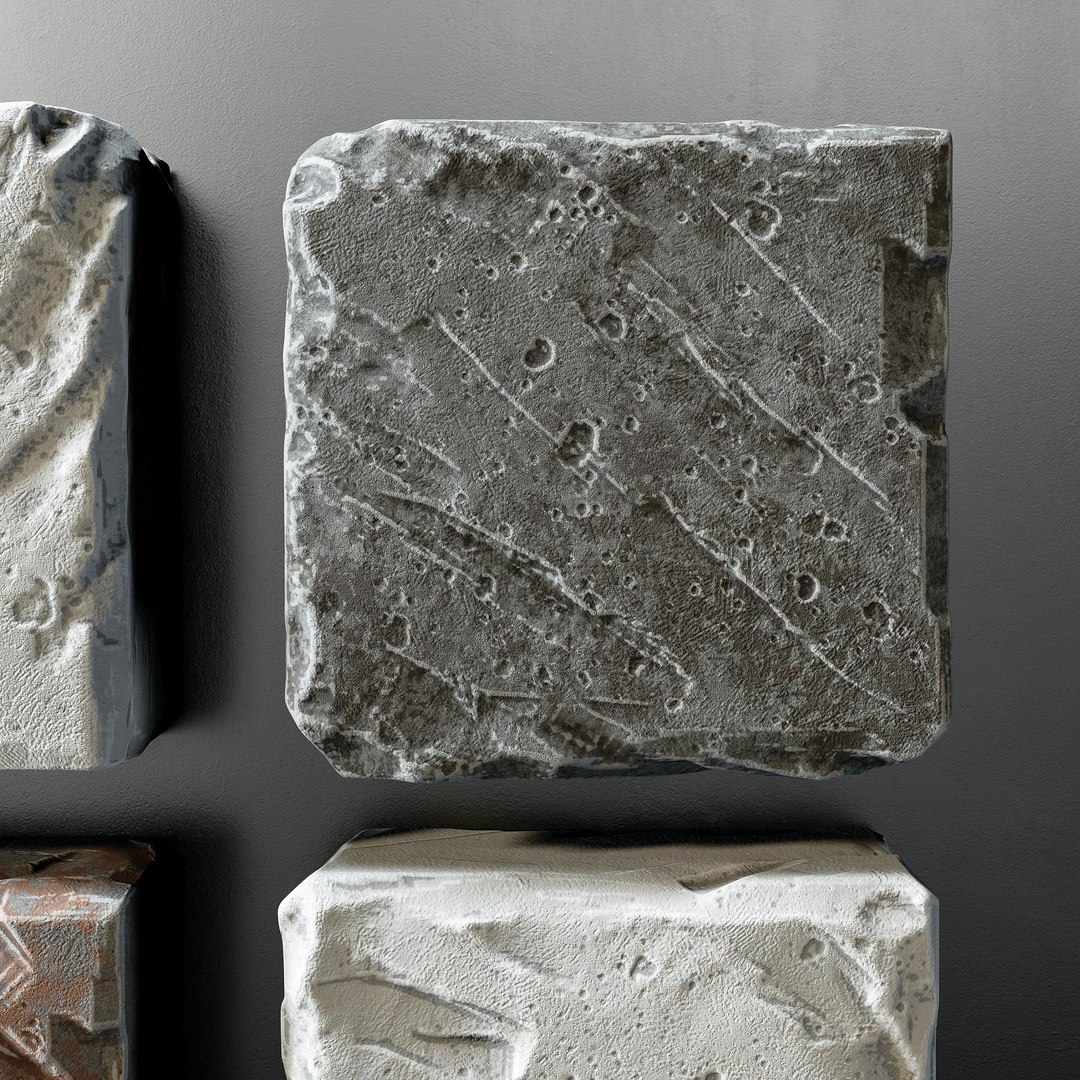 Stone Cube Panel Old N2 3D Model - TurboSquid 1833340