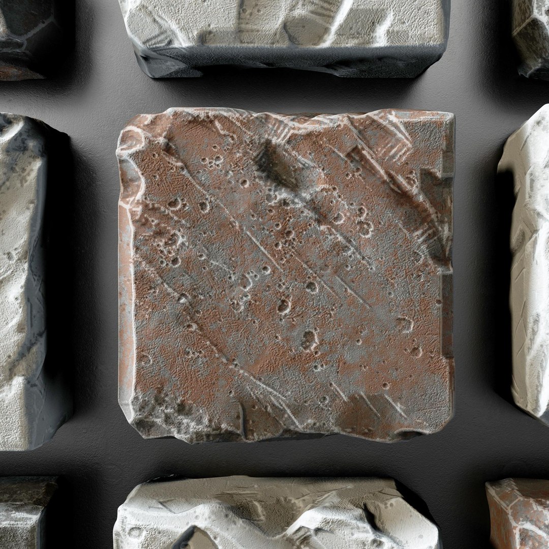 Stone Cube Panel Old N2 3D Model - TurboSquid 1833340