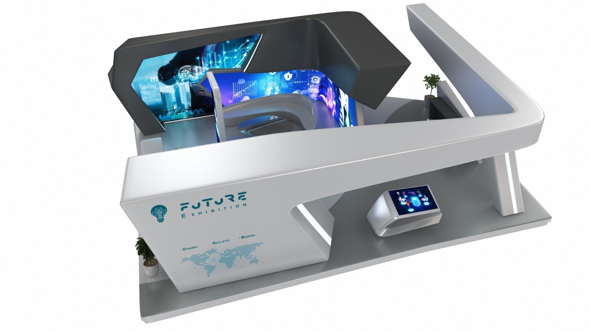 Futuristic Exhibition Stand Collection 1 model - TurboSquid 1773433