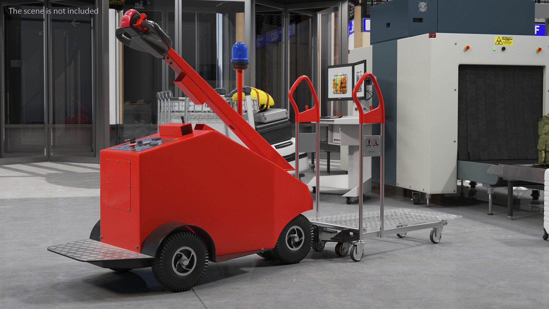 3D Red Electric Pusher With Cargo Trolley - TurboSquid 2095050