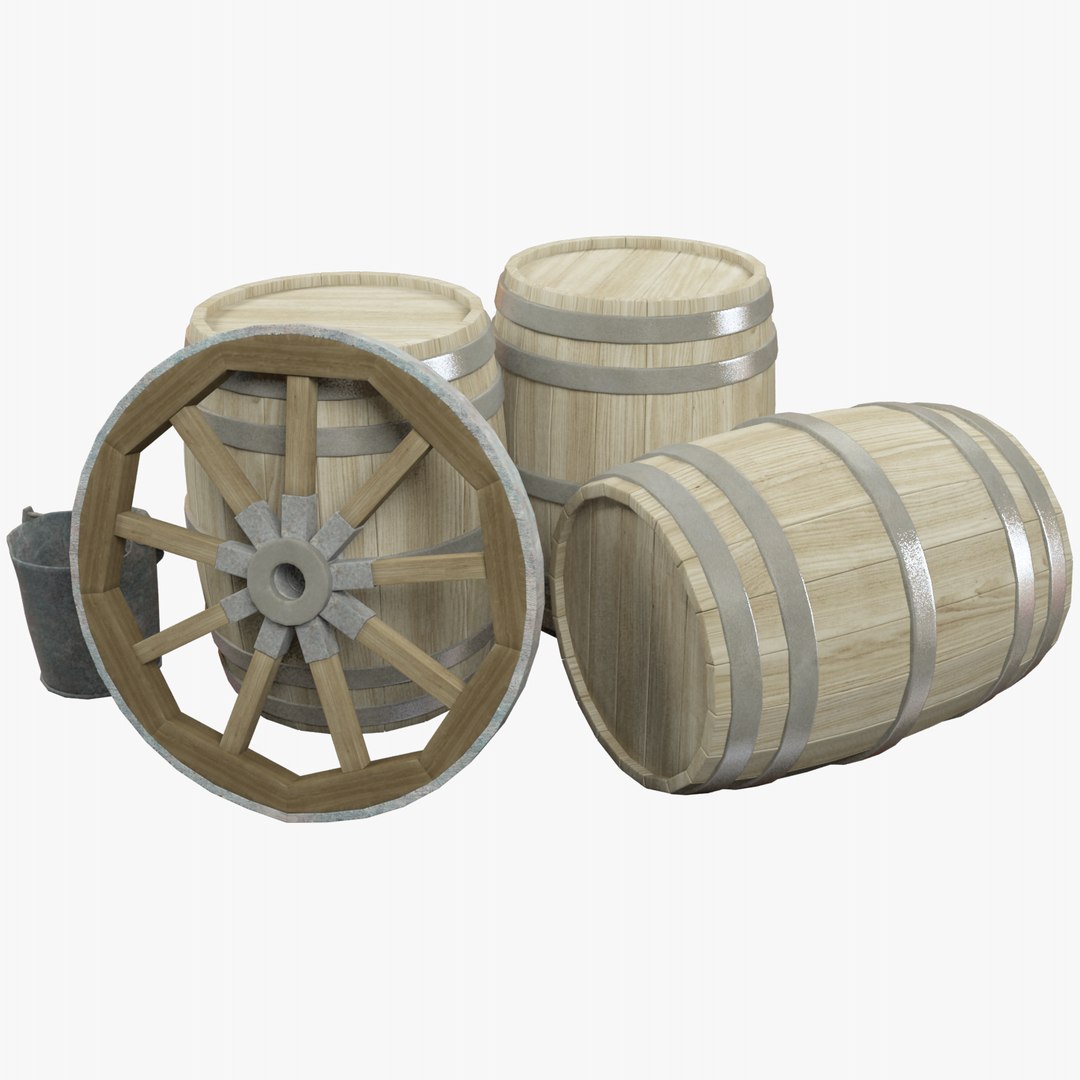 Wooden Barrels Wagon Wheel 3D Model | 1143680 | TurboSquid