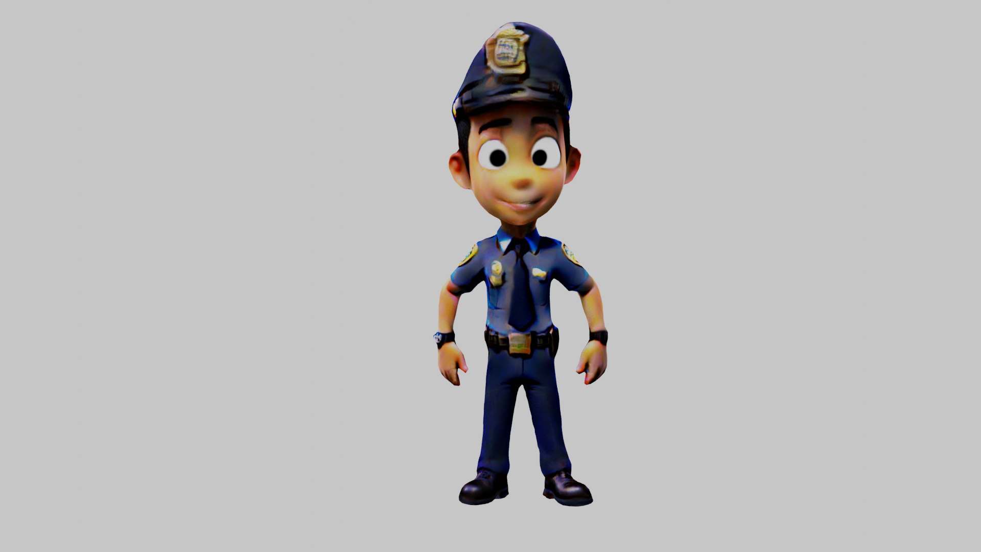 3D Model Cartoon Police Boy - TurboSquid 2134177