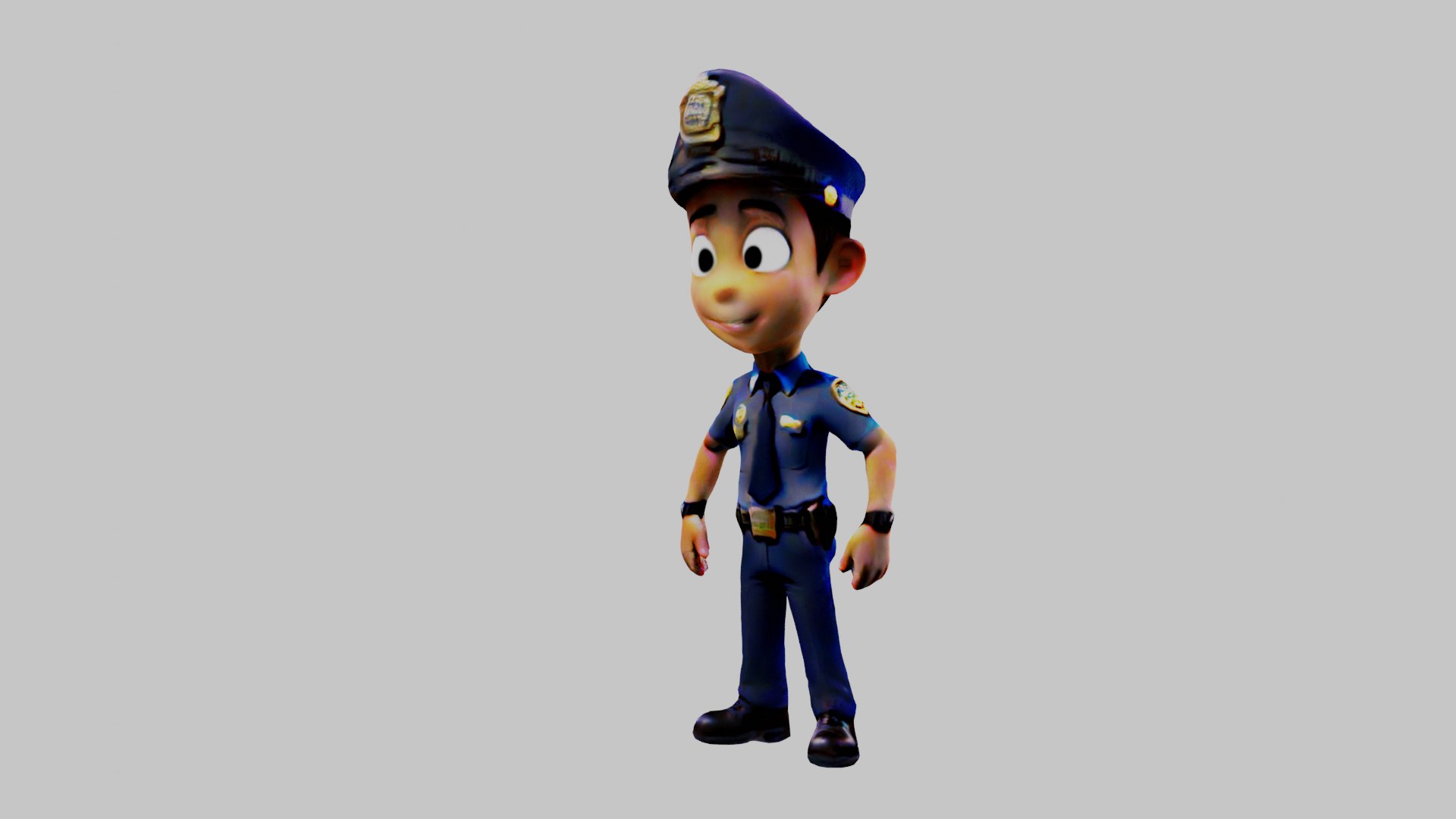 3D Model Cartoon Police Boy - TurboSquid 2134177