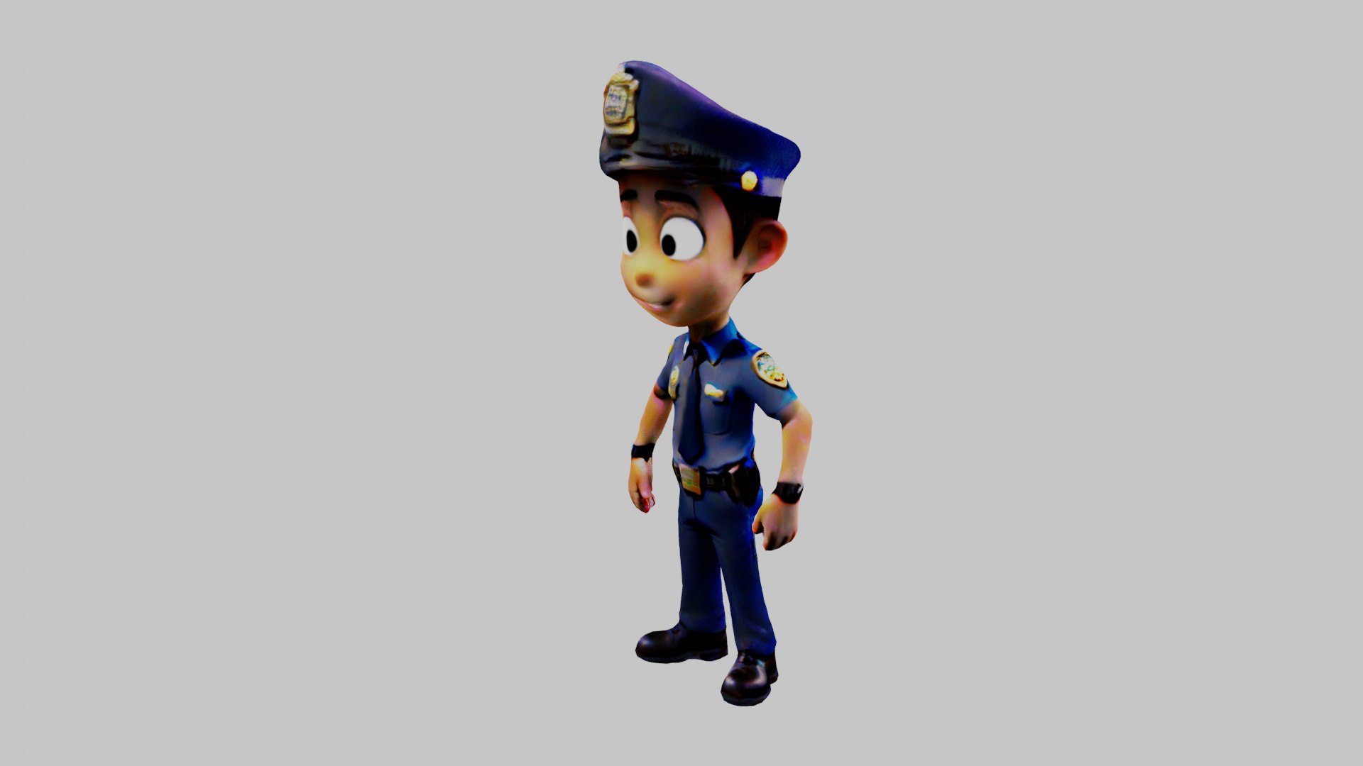 3D Model Cartoon Police Boy - TurboSquid 2134177
