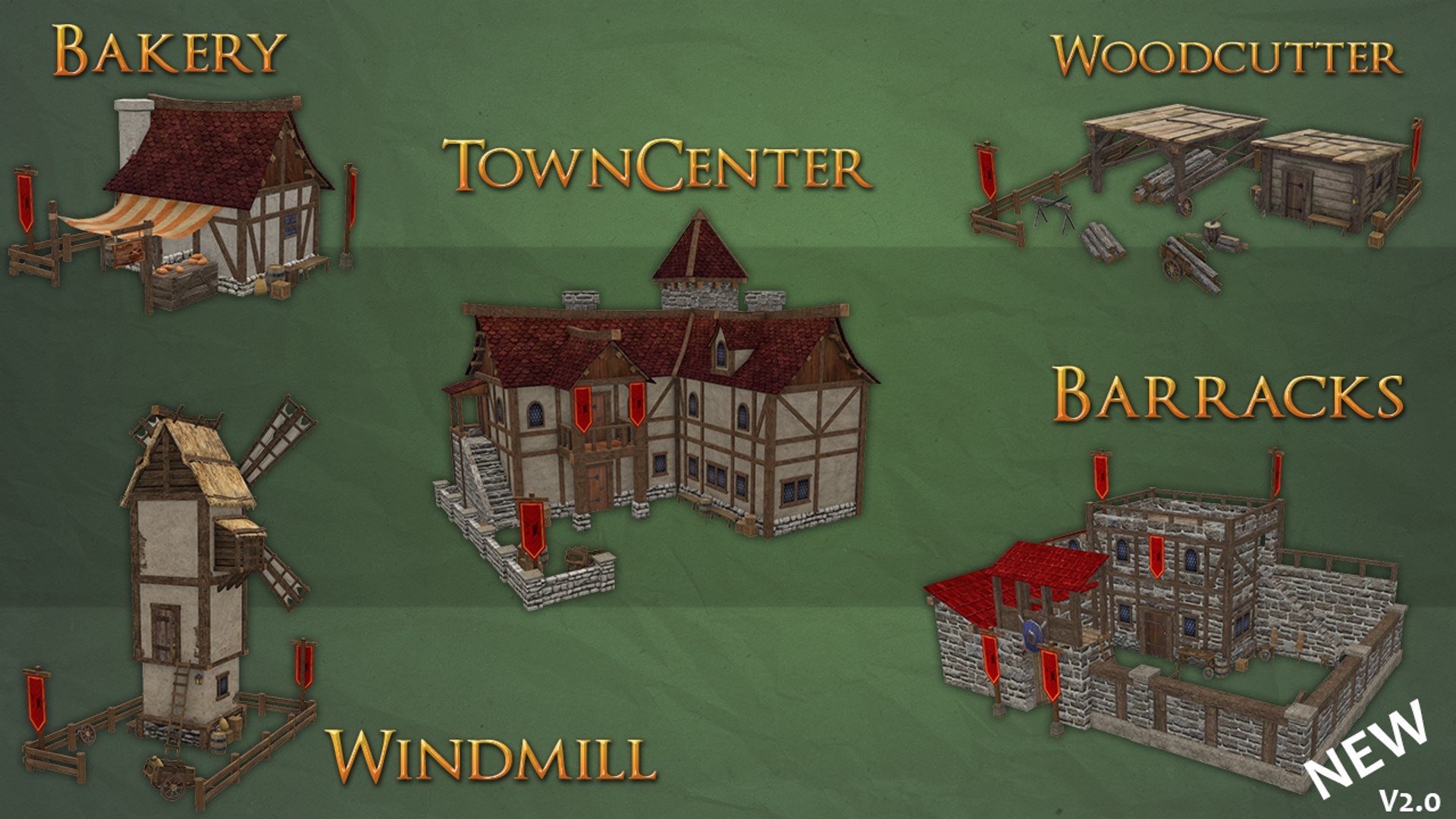 medieval fantasy rts buildings 3d x