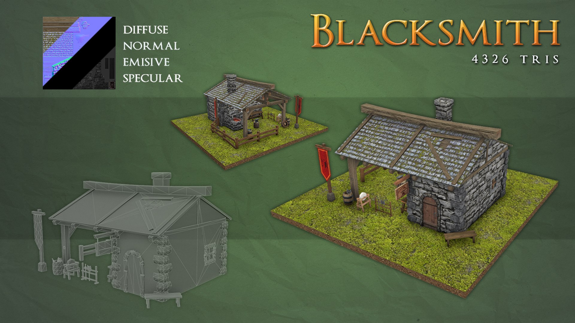 medieval fantasy rts buildings 3d x