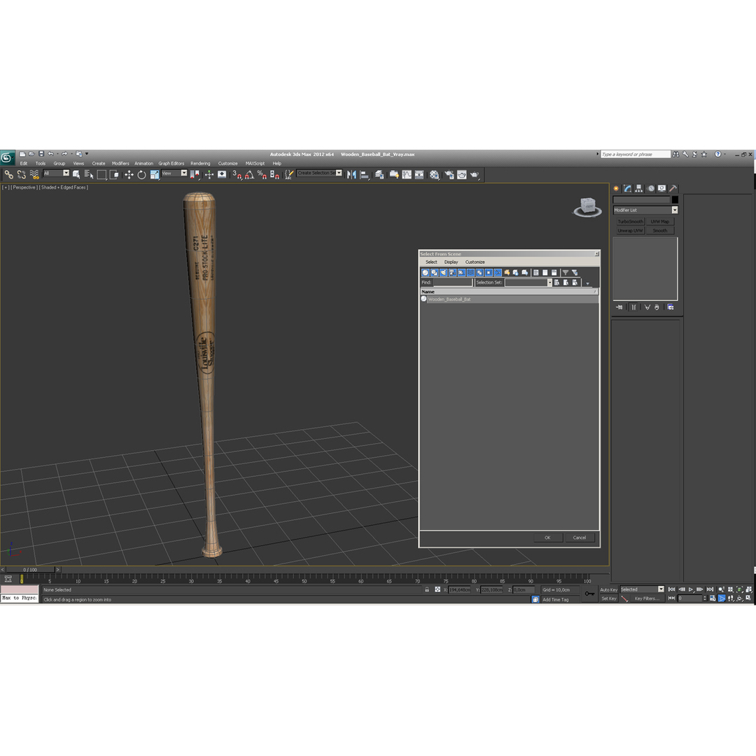 3d wooden ball bat model