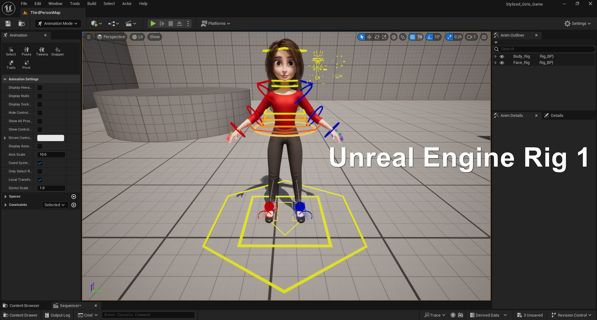 3D Model 3D Stylized Cartoon Girl Character Body And Facial Rigged ...