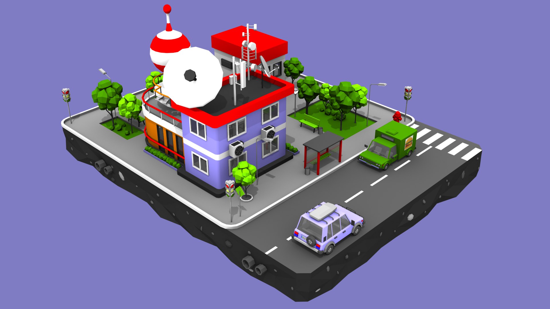 Science Center Block From Cartoon Low Poly City 3D - TurboSquid 1871301