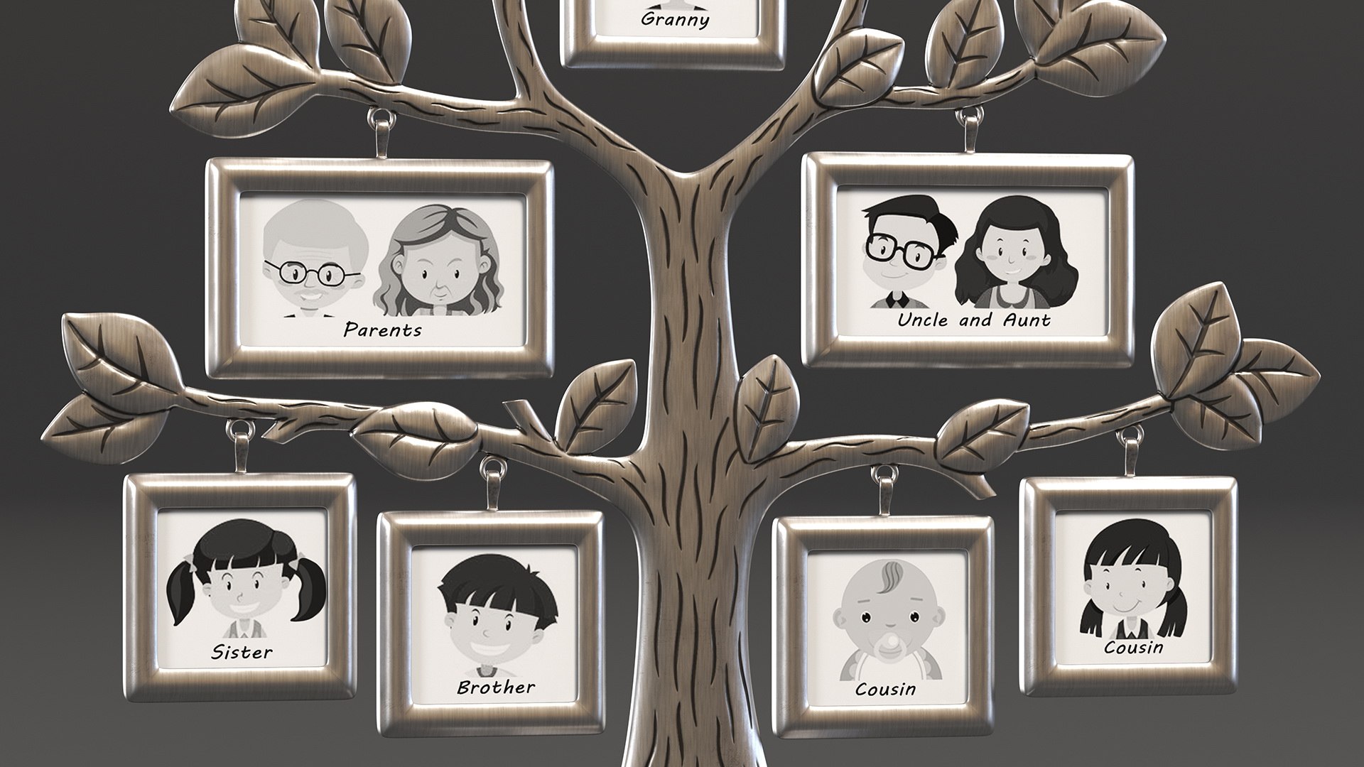 3D Model Silver Family Tree Picture Frame - TurboSquid 1969603