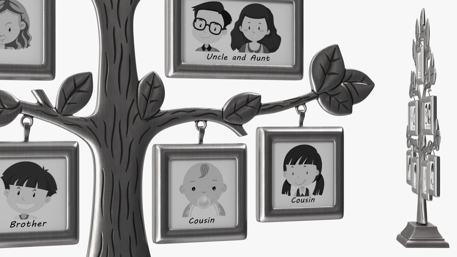 3D Model Silver Family Tree Picture Frame - TurboSquid 1969603