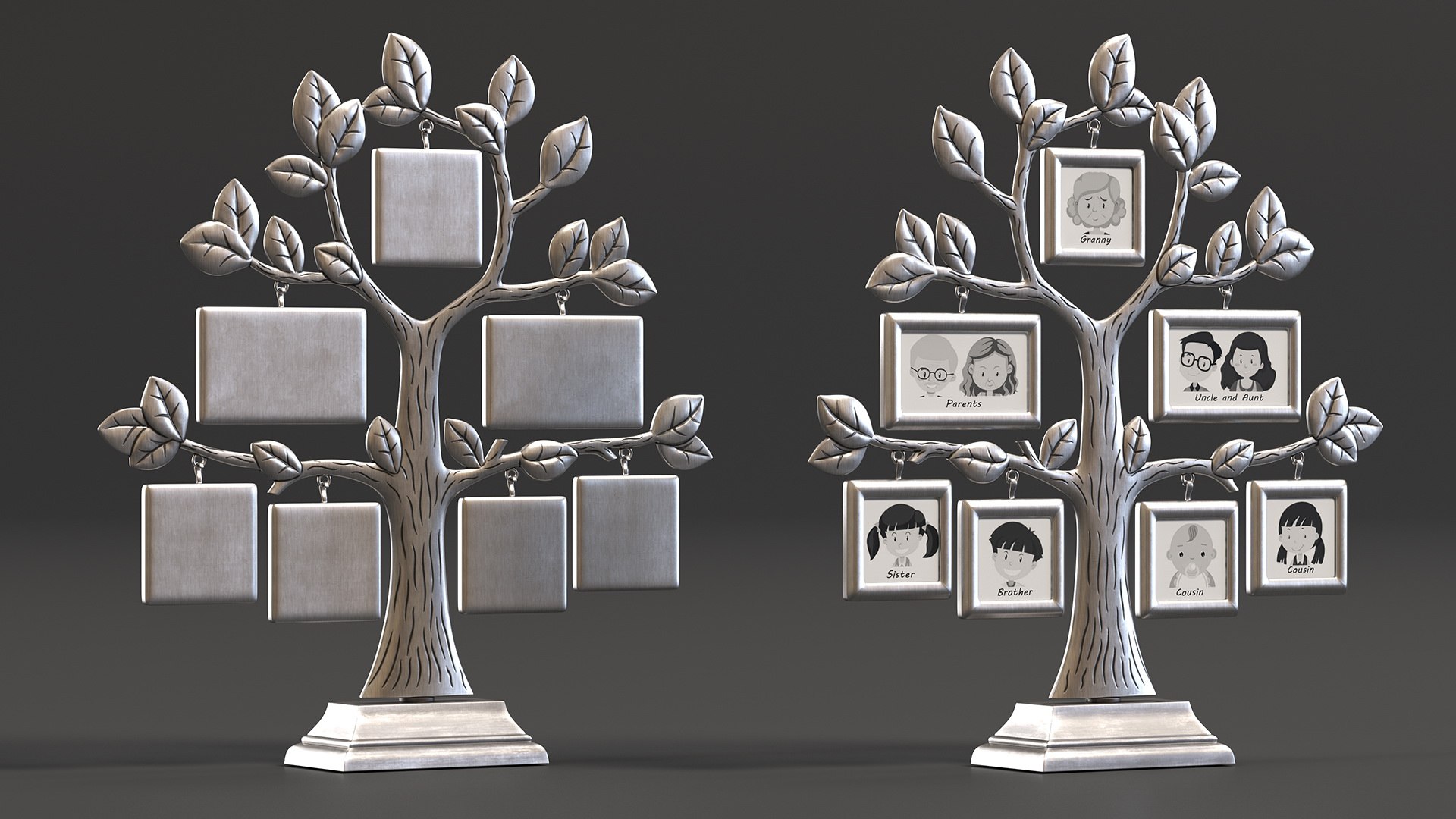 3D Model Silver Family Tree Picture Frame - TurboSquid 1969603