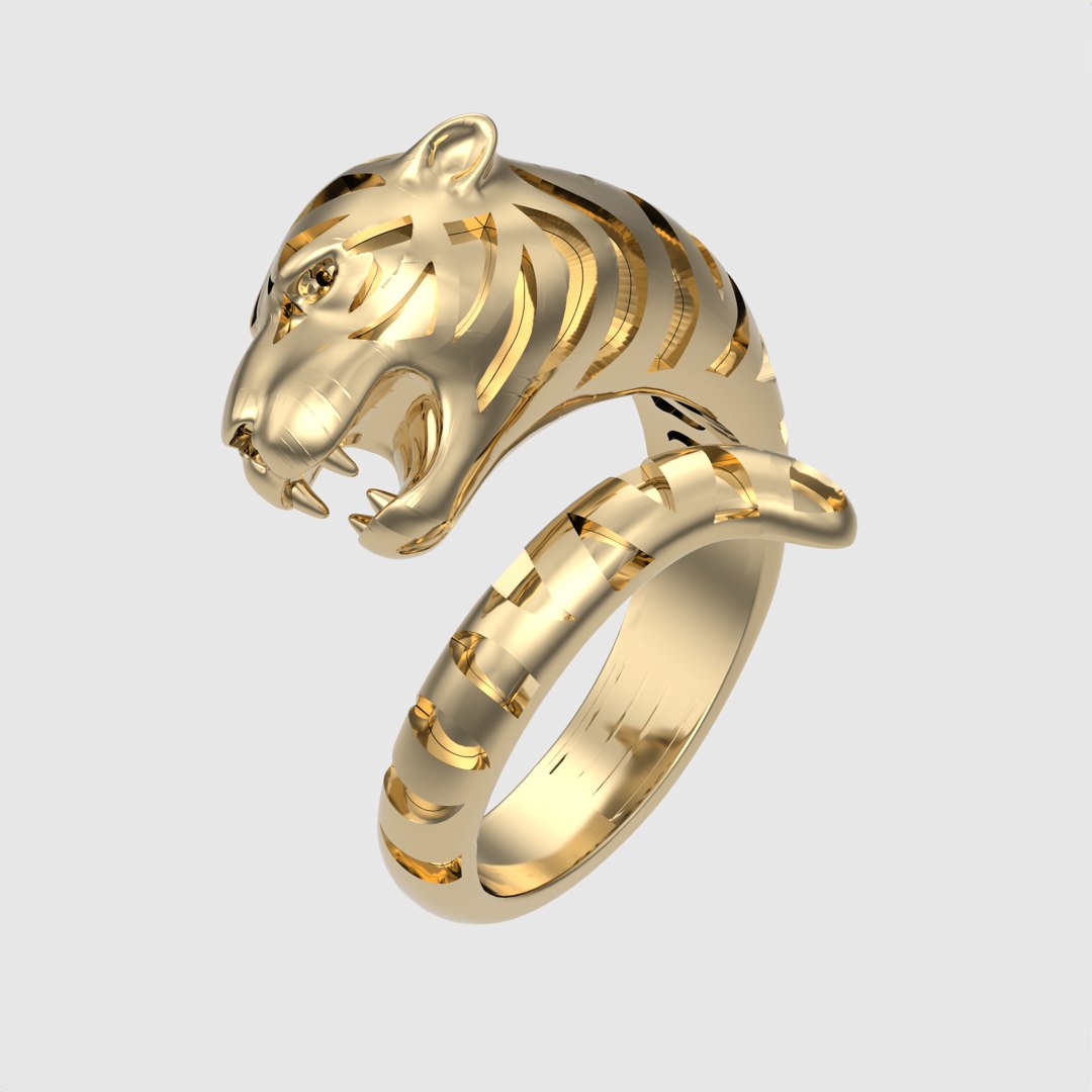 3D Ferocious Tiger Head Wrap Ring JDBCo - TurboSquid 2341481