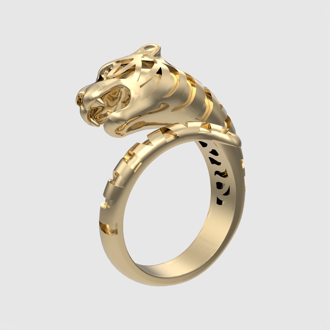 3D Ferocious Tiger Head Wrap Ring JDBCo - TurboSquid 2341481