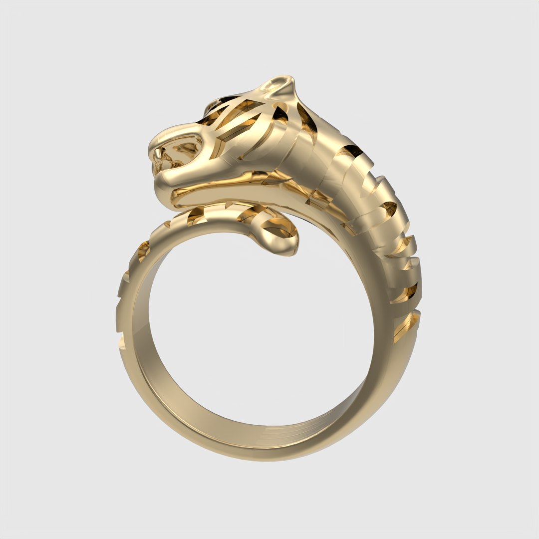 3D Ferocious Tiger Head Wrap Ring JDBCo - TurboSquid 2341481