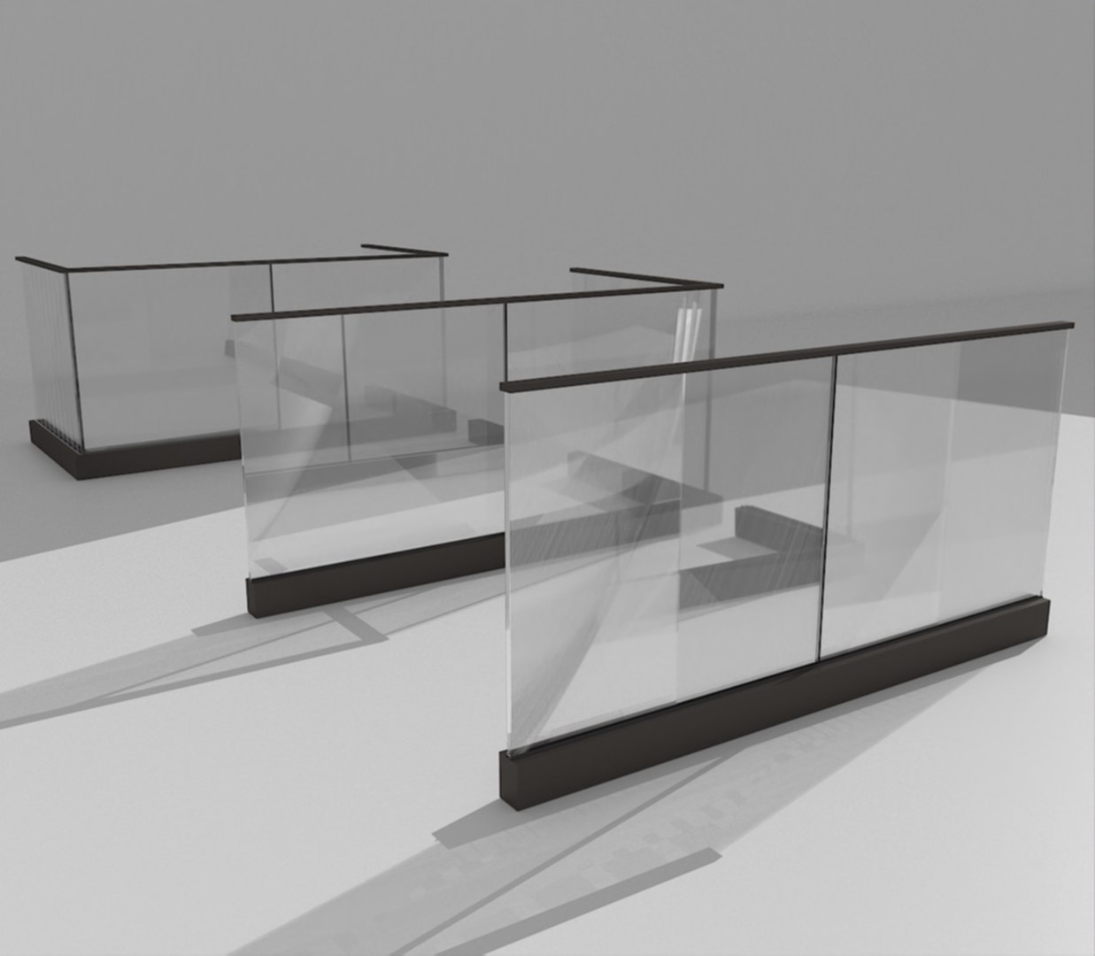 Railing Glass In Aluminium 3D - TurboSquid 2271400