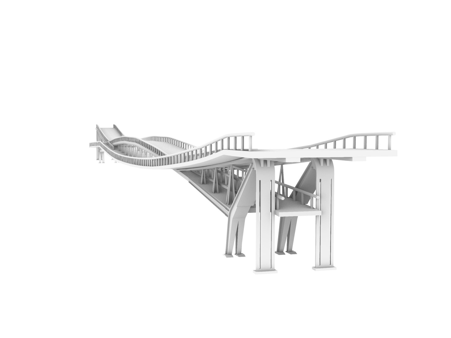 Passerelle Simone-de-Beauvoir Pedestrian Bridge Paris 3D Model 3D Model ...