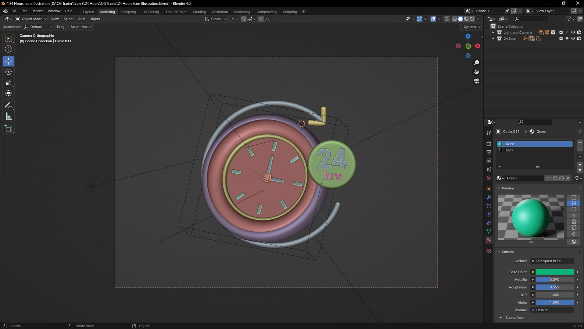 3D 24 Hours Icon Illustration - TurboSquid 2229224