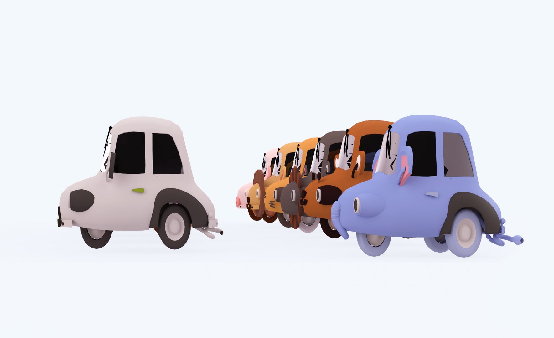 Animal Car Toys Pack 01 3D Model - TurboSquid 2239020