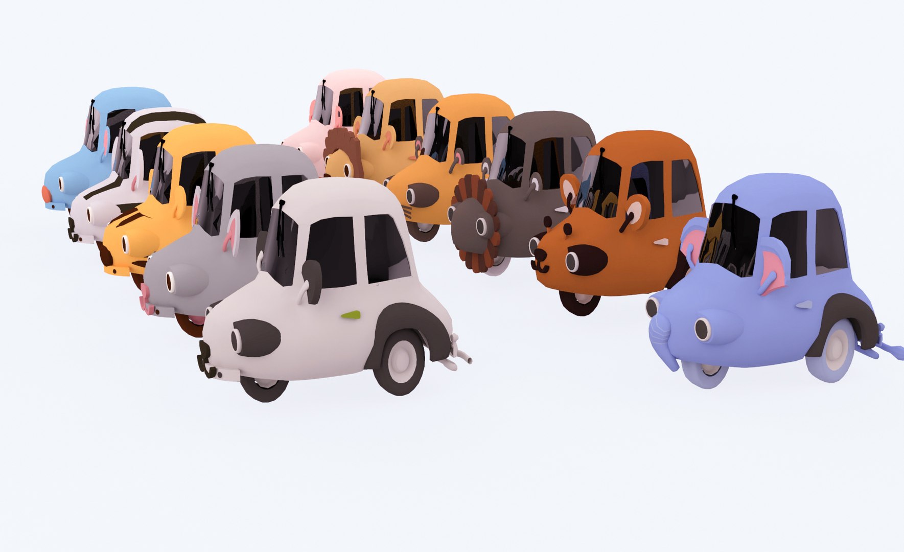 Animal Car Toys Pack 01 3D Model - TurboSquid 2239020