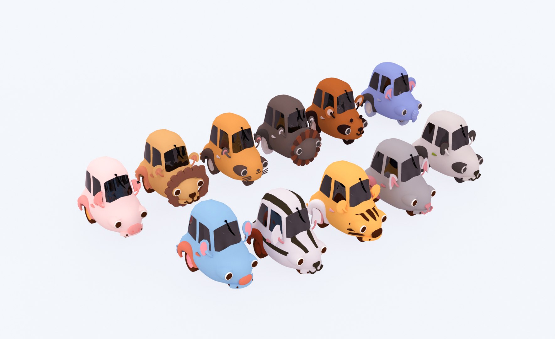 Animal Car Toys Pack 01 3D Model - TurboSquid 2239020