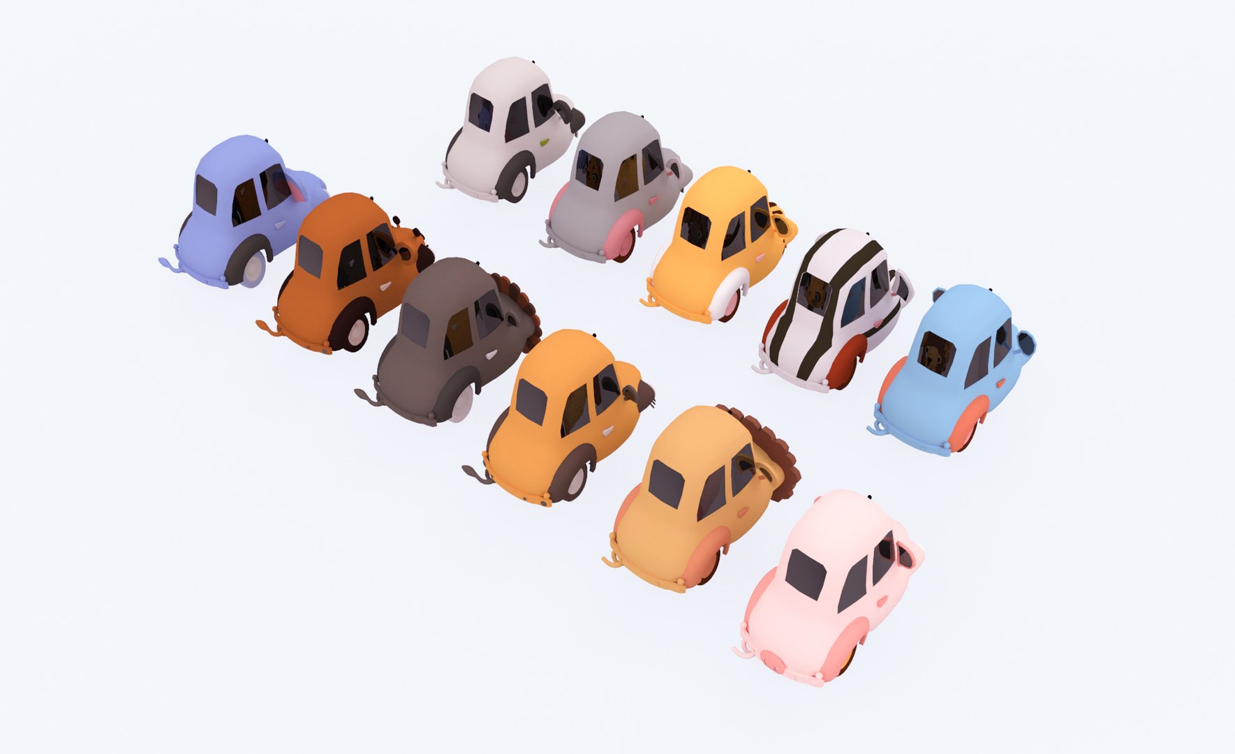 Animal Car Toys Pack 01 3D Model - TurboSquid 2239020