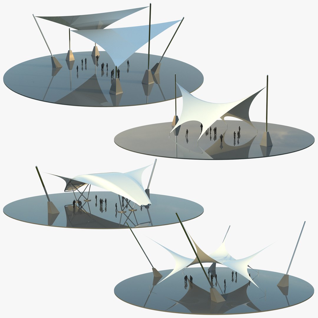 3D Futuristic Tensile Pavilions Bundle-01 Model - TurboSquid 2420702