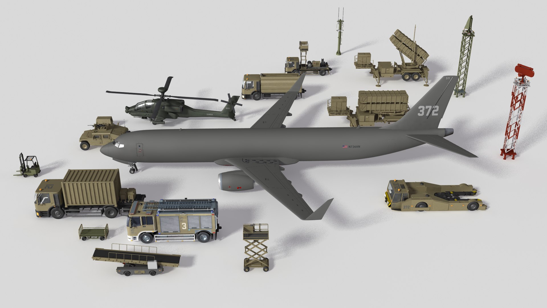 Airfield Army Vehicle Collection 3D Model - TurboSquid 2191414