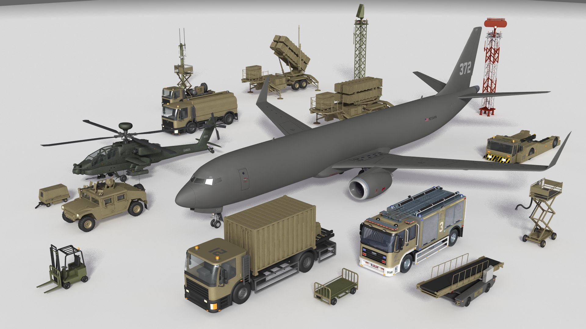 Airfield Army Vehicle Collection 3D Model - TurboSquid 2191414