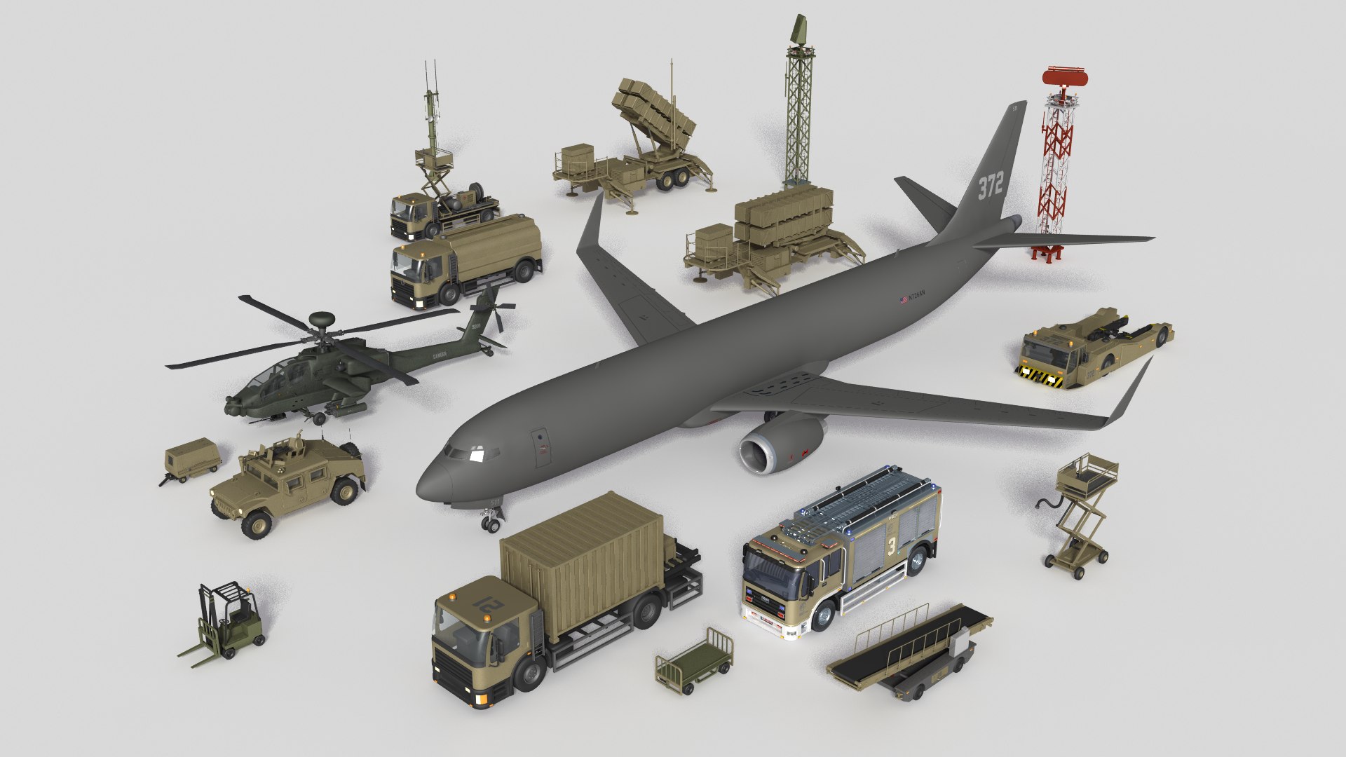 Airfield Army Vehicle Collection 3D Model - TurboSquid 2191414