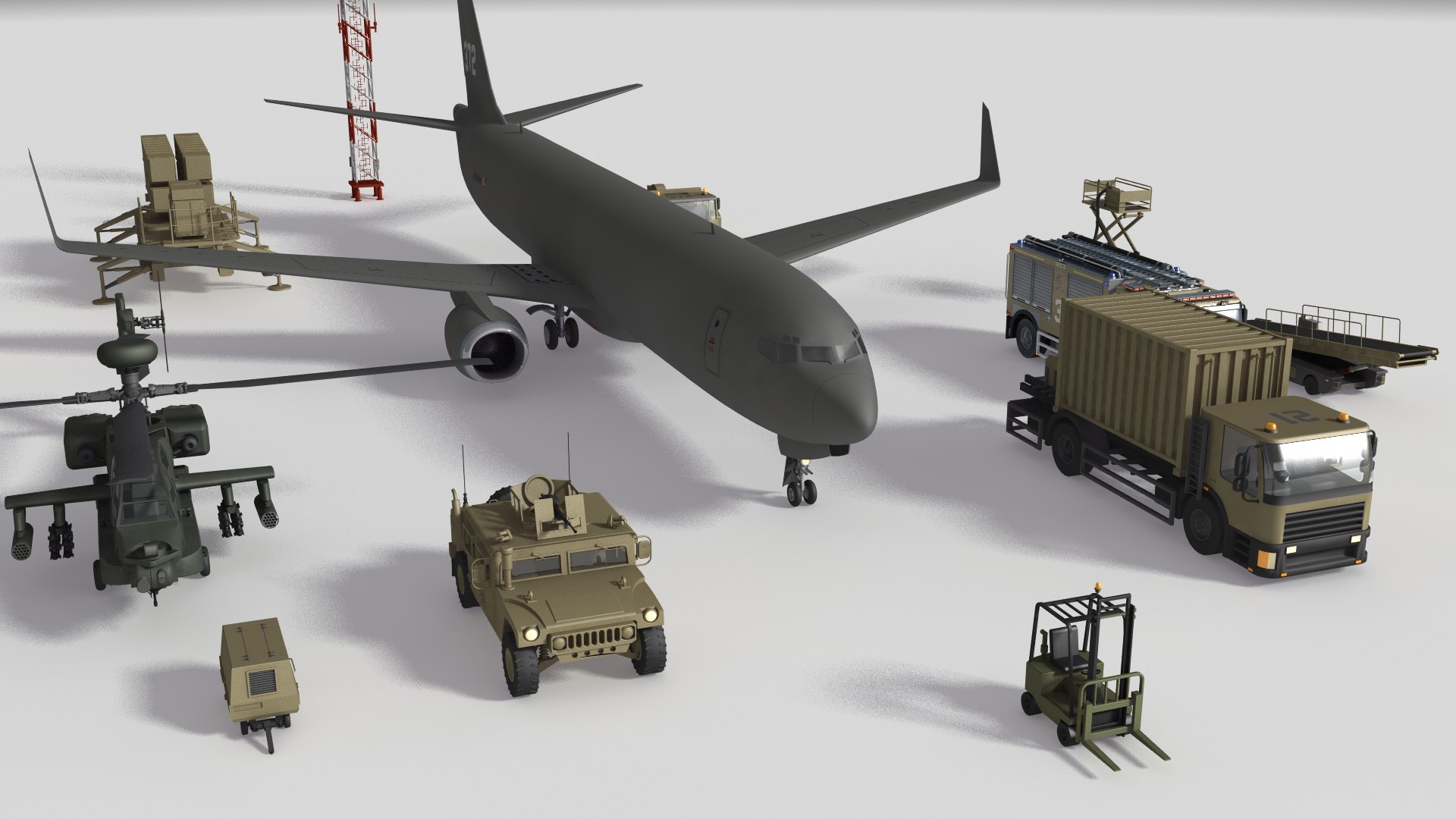 Airfield Army Vehicle Collection 3D Model - TurboSquid 2191414