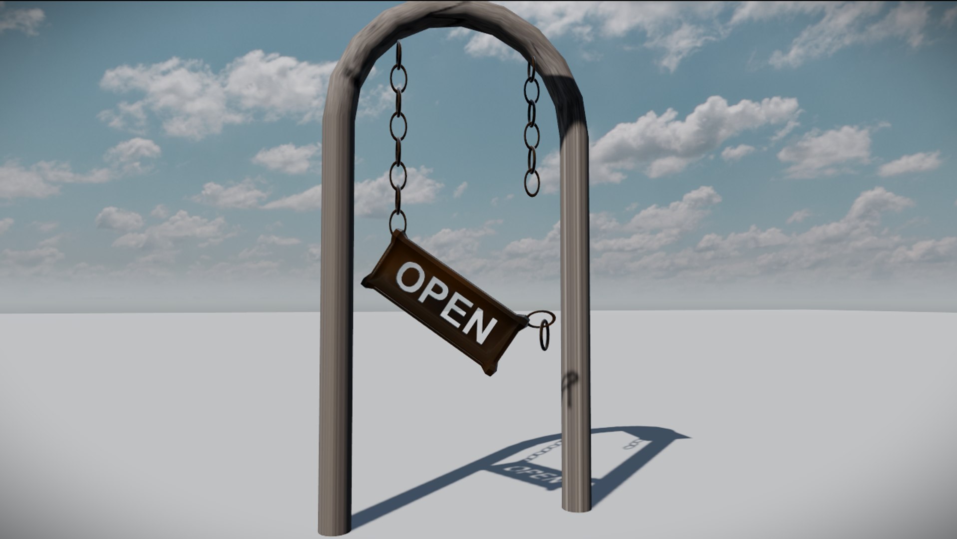 Old Broken Open Sign Fbx