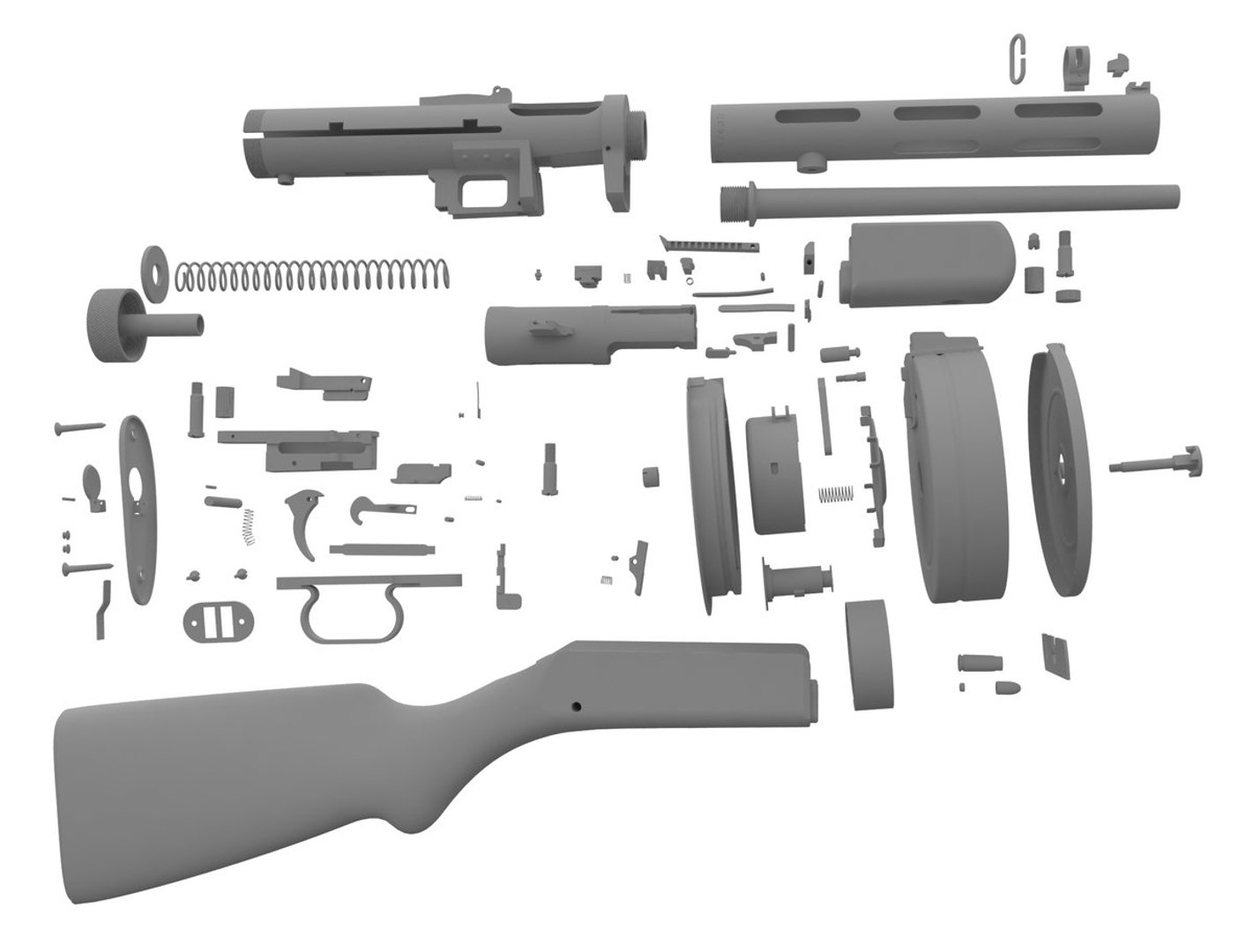 3d Degtyarev Ppd-40 Complete Model