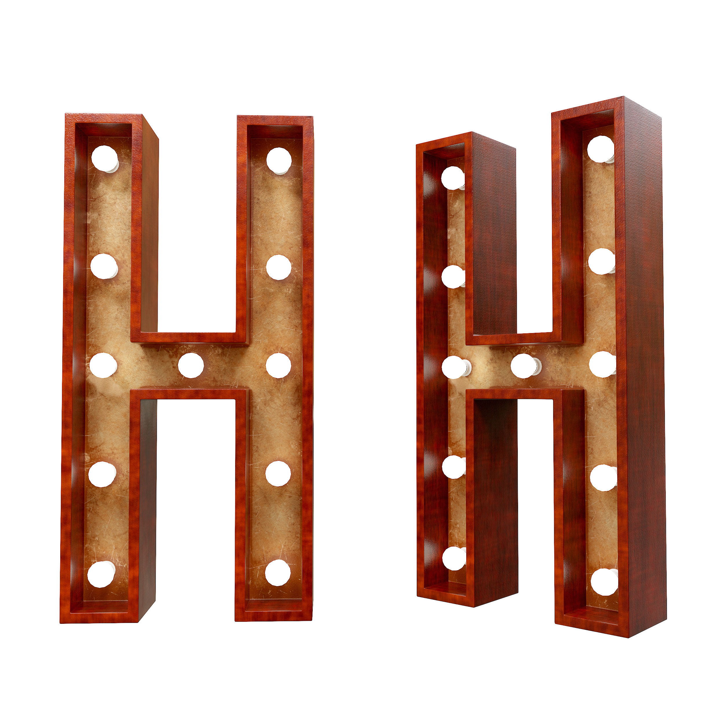 Marquee letter H led wooden glow sign 3D model - TurboSquid 1974432