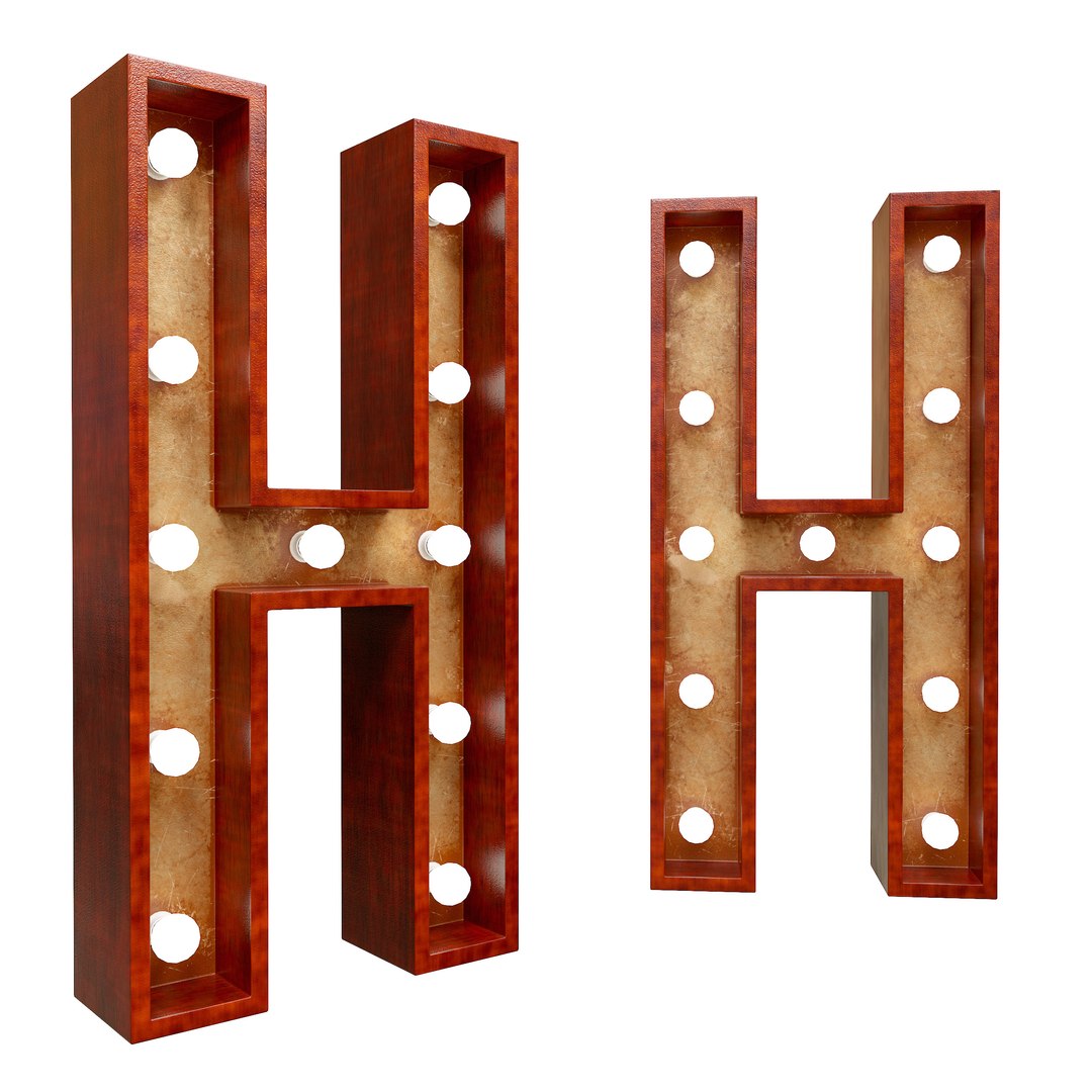 Marquee Letter H Led Wooden Glow Sign 3D Model - TurboSquid 1974432