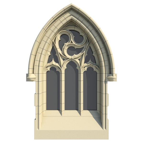 3d obj small arched gothic window