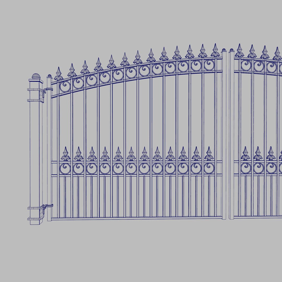 3D Estate Gate Set With Fence Model - TurboSquid 2344509