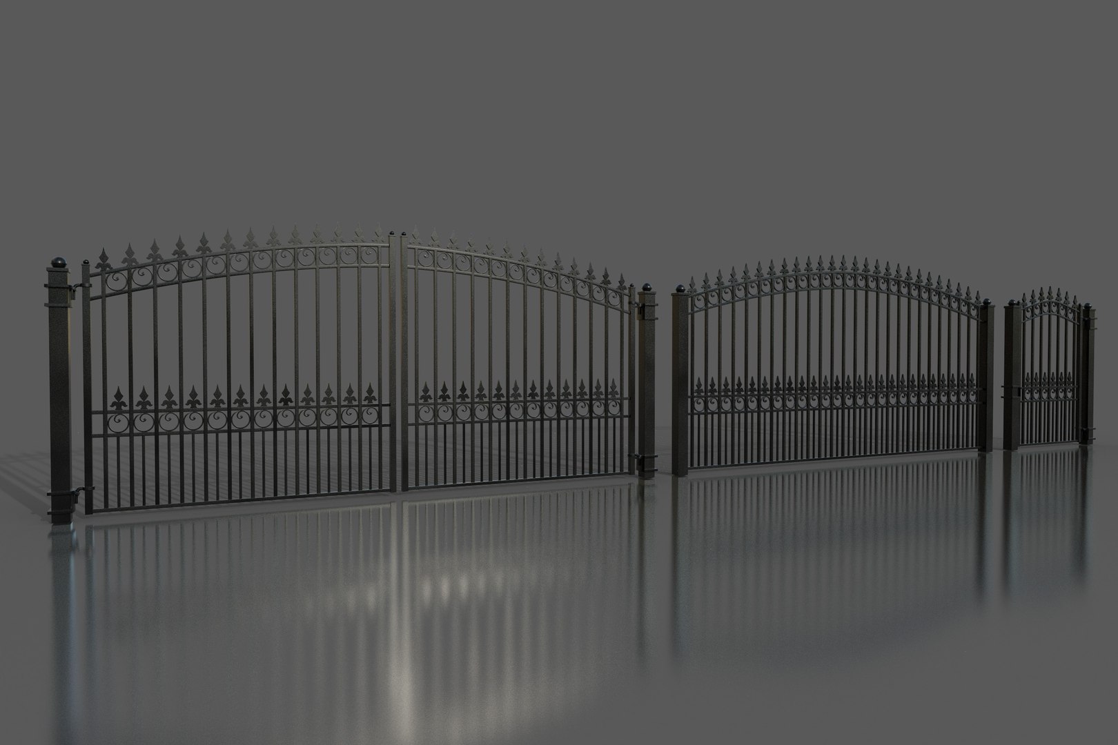 3D Estate Gate Set With Fence Model - TurboSquid 2344509