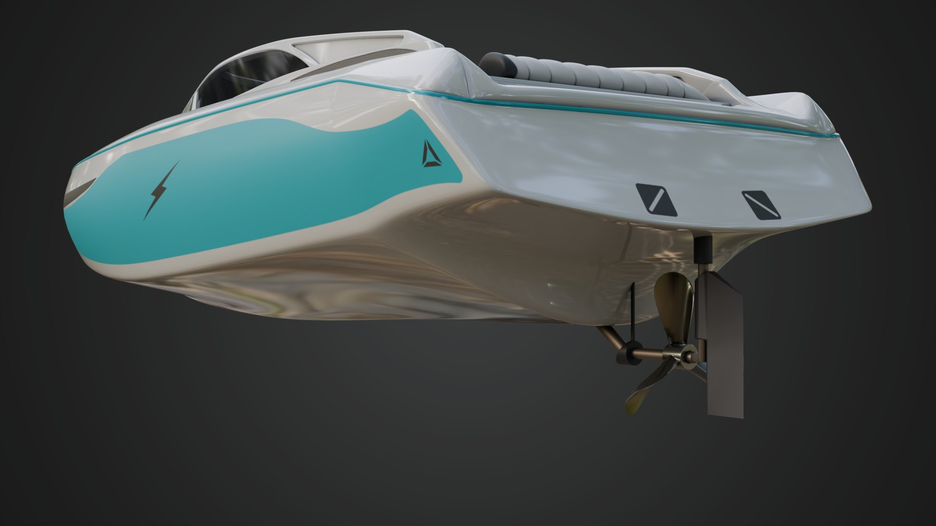 3D Speed Boat With Blue Accents Model - TurboSquid 2289972